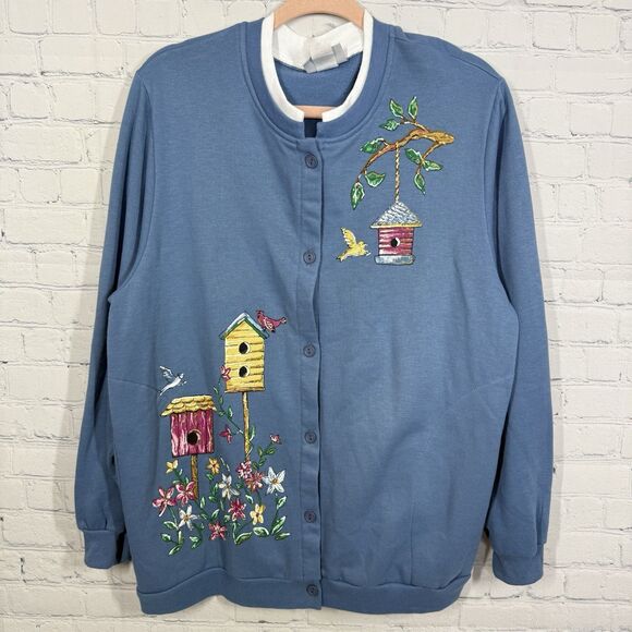 Blair | Sweaters | Vintage Blair Knit Cardigan Womens X Blue Floral Y2k ...